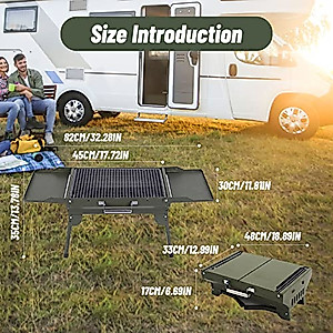 Barbecue Grill, Charcoal Grill, Portable BBQ Griddle, Compact Foldable Grill, Camping Smoker Grill, Outdoor Cooking for Travel, Barbecue Camping, Picnic, Patio, Hiking