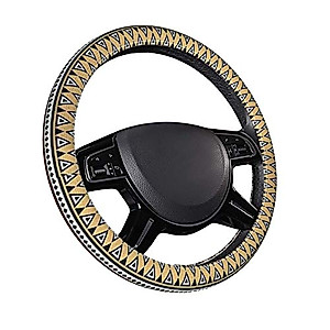 Geometric Composition With Triangle Pattern And Rhombus Of Bullseye Circles Carbon fiber steering wheel 3D sticker inner wheel button decorative cover trim