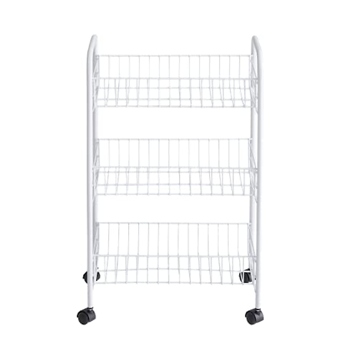 Rubbermaid 3-Tier Shelving Wheeled Organizer, Wire Adjustable Metal Storage Cart, for Office/Kitchen/Bedroom/Laundry Home Use