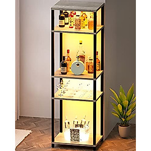 WOODYNLUX Side Table Nightstands Set of 2, End Table with Shelves, 3-Tier Bedside Tables, 5-Tier Shelf Bookcase, Nightstand Accent Table for Living Room, Bedroom, Gray, Easy Assembly.