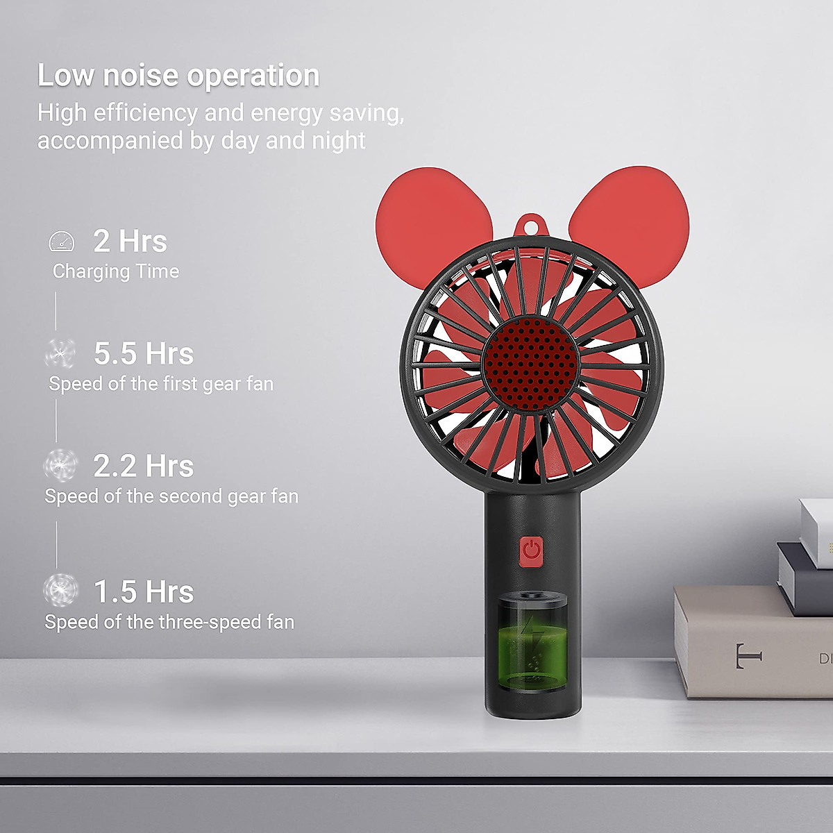 Talent Star Handheld Fan, Portable Fan, Cartoon Hand Fan, Rechargeable USB Mini Fan, with 3 Kinds of Wind Speed Adjustable, Portable Fan with Super Wind Power up to 4980r/ min (Black)