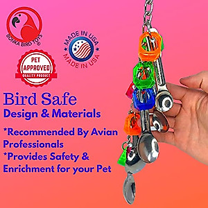 Bonka Bird Toys 1969 Spoon Delight Bird Toy African Grey Parrot, Amazon, Conure, Quaker, Caique, Eclectus, Small Cockatoos, Mini Macaws, and Similar Birds.