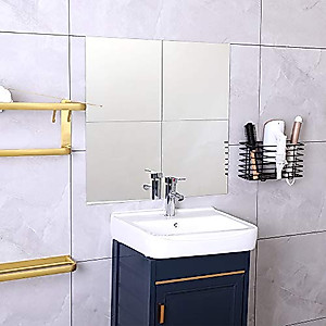 YCOCO Hair Dryer Holder,Hair Tool Organizer Wall Mount Metal Wire Bathroom Hair Care Styling Tool Organizer Storage Basket for Hair Dryer, Flat Irons, Curling Wands, Hair Straighteners,Black