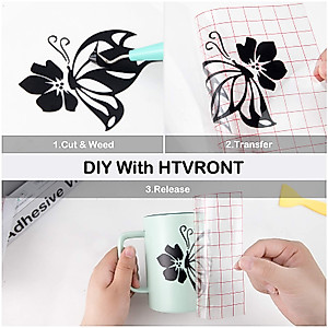 HTVRONT Black Permanent Vinyl, Black Vinyl for Cricut - 12" x 14 FT Black Adhesive Vinyl Roll for Cricut, Silhouette, Cameo Cutters, Signs, Scrapbooking, Craft, Die Cutters (Matte Black)