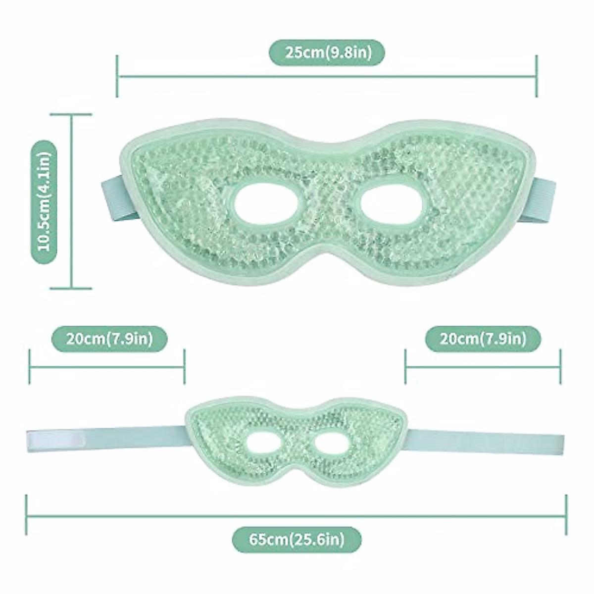 NEWGO Gel Eye Mask Reusable Cooling Eye Mak with Eye Holes, Cold Pack Eye Ice Pack Hot Cold Eye Compress for Puffy Eyes Migraine Headache, Stress Relief, Dry Eyes Dark Circles (Green)