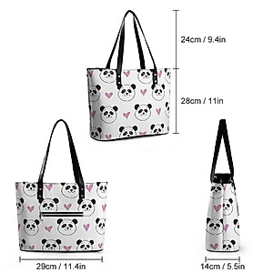 Womens Handbag Panda Patterns Leather Tote Bag Top Handle Satchel Bags For Lady