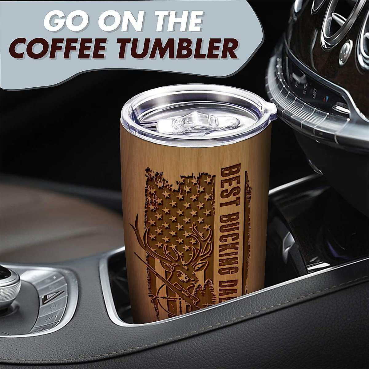 wowcugi Custom Hunting Tumbler Best Bucking Dad 20oz 30oz Dad Tumbler Coffee Travel Mug Hunter Gifts For Men Hunters Gift For Fathers Day Birthday Present