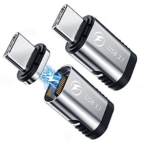 DuHeSin USB C Magnetic Adapter, (2 Pack) 24Pins Magnetic USB C Adapter Straight with PD 100w Charge USB3.1 10Gbps Data Transfer 4K 60Hz Video for Thunderbolt 3 MacBook Pro/Air and More Type C Devices