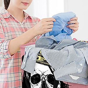 Skull Laundry Basket Collapsible Storage bin with Handles for Hamper,Kids Room,Toy Storage
