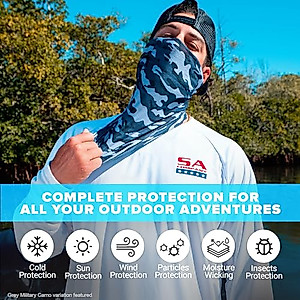 S A - 1 UV Face Shield - Whiteout American Flag - Multipurpose Neck Gaiter, Balaclava, Elastic Face Mask for Men and Women