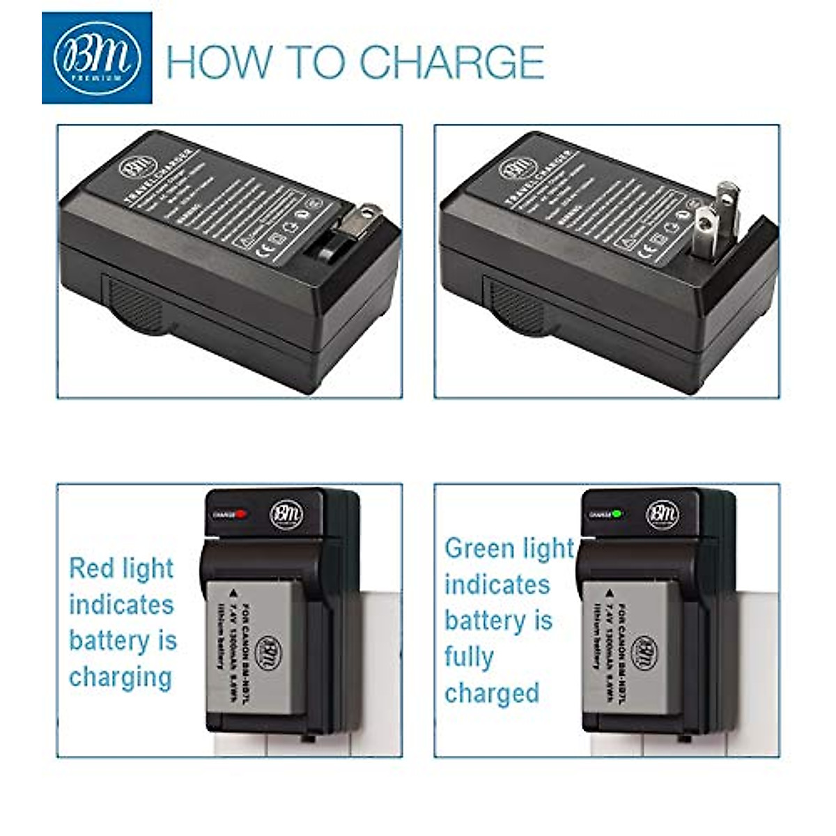 BM Premium 2-Pack of NB-7L Batteries & Battery Charger Kit for Canon PowerShot G10, G11, G12, SX30 is Digital Camera Includes Battery + AC/DC Battery Charger