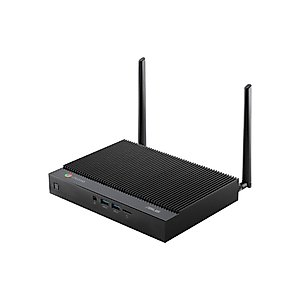 ASUS Aluminum Fanless Chromebox with Celeron 5205U, 4GB RAM, 32G eMMC Storage, Dual HDMI, Legacy RS232, Extended Power Switch, Gigabit LAN, WiFi 6, MicroSD Card Reader, VESA Mount, Chrome OS (Renewed)
