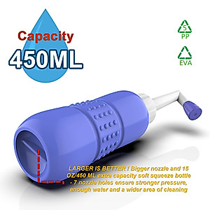 2PCS-PACK Portable Bidet for Toilet - 450ml Travel Bidet - 15oz Handheld Personal Bidet Empty Bottle - Childbirth Cleaner -For Outdoor,Camping,Travling,Driver,Personal Hygiene -with Storage Bag