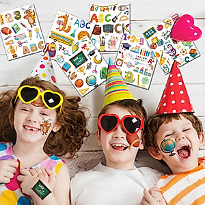 CHARLENT Back to School Temporary Tattoos for Kids - 10 Sheets School Party Tattoo Stickers for Teachers Students Classroom Rewards Gifts