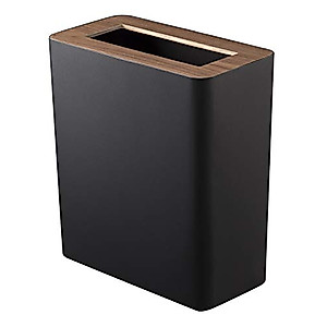 Yamazaki Home Slim Steel + Wood | Trash Can, One Size, Walnut