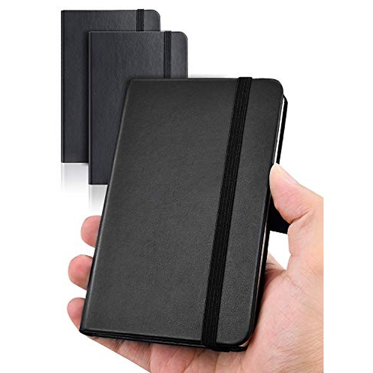 AISBUGUR Pocket Notebook Small Notebook 2-Pack, 3.7" x 5.7" pocket notebook hardcover Total 320 Pages Thick Lined Paper with Inner Pockets Leather Mini Journal Notepad