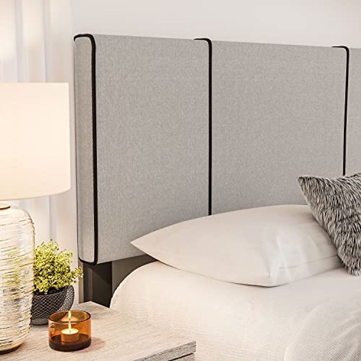 Boyd Sleep Lucena Platform Bed Frame with Fabric Upholstered Adjustable Headboard and Wooden Slats Supports, Box Spring Required: Linen, Off White, Twin