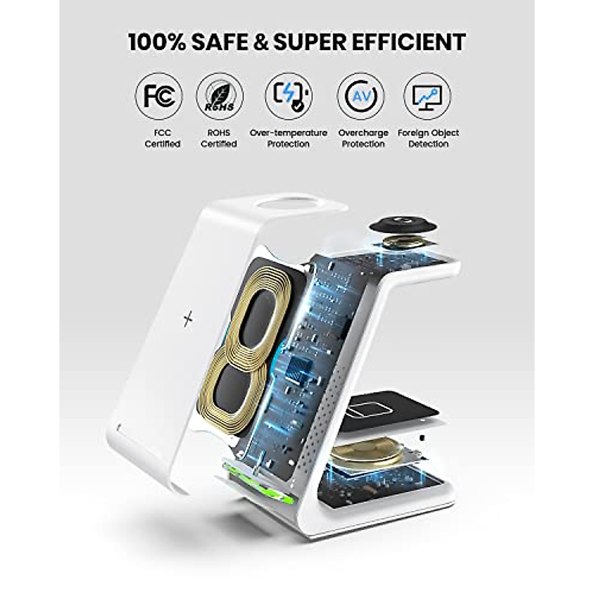 Wireless Charging Stand, GEEKERA 3 in 1 Wireless Charger Dock Station for iPhone 14 Pro Max/14 Pro/14 Plus/13/12/11/X/8 Series, Apple Watch Ultra/SE/8/7/6/5/4/3/2, AirPods Pro/3, Samsung Qi Phones