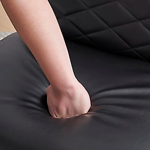 Tiophome Accent Chair and Ottoman Set, PU Leather Upholstered Comfy Side Leisure Lounge Armchair with Metal Frame & Lattice Back, Footstool for Living Room, Black, Extra Large