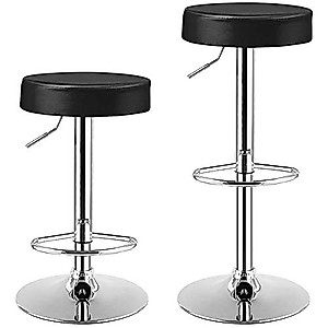 COSTWAY Bar Stool, Modern Swivel Backless Round Barstool, PU Leather Armless bar Chair with Height Adjustable, Chrome Footrest, Sturdy Metal Frame for Kitchen Dining Living Bistro Pub (Black, 1 pc)