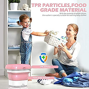 Portable Washing Machine，Ultrasonic Ozone sterilization，Foldable Mini Small Washer for Underwear or Small Items Washing Baby Clothes，Suitable for Apartment Dorm,Travelling，Best Gift Choice Pink