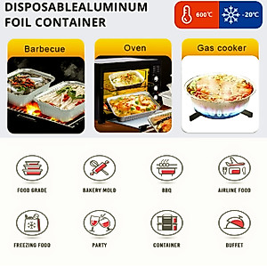 LUCKMETA 8x4 inch Aluminum Foil Pans with Clear Lids, 60 Pack, Heavy Duty, Recyclable, Suitable for Baking, Eating, and Storing