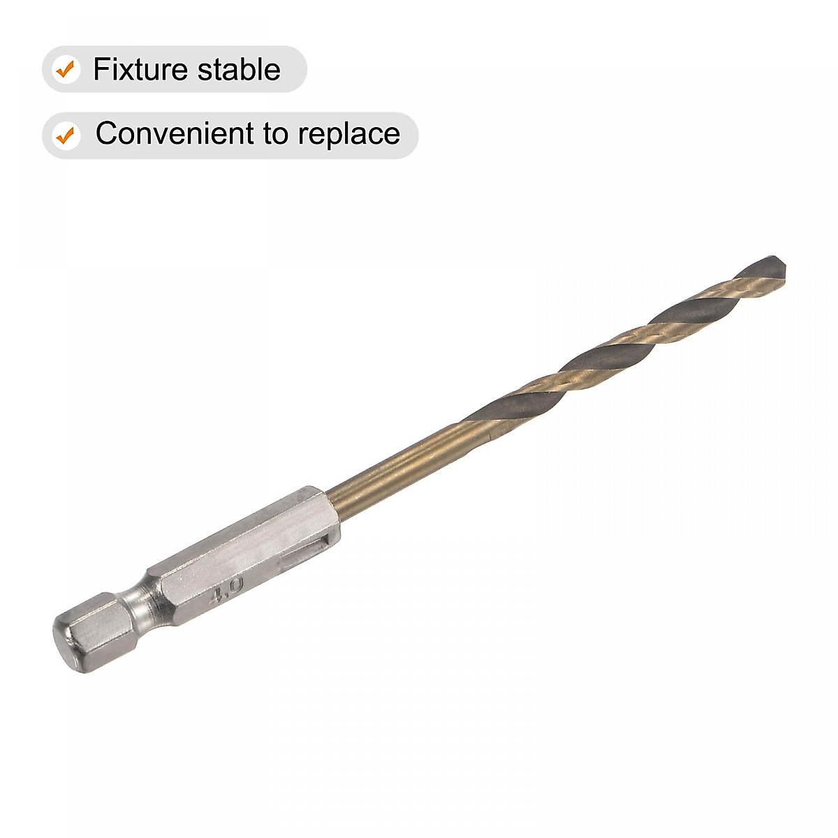 uxcell 2 Pcs High Speed Steel Hex Shank Twist Drill Bit, 4mm Drilling Dia with 1/4 Inch Hex Shank 95mm Length