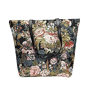 Signare Tapestry Shoulder Bag Tote Bag for Women with Peony Flower (SHOU-PEO)