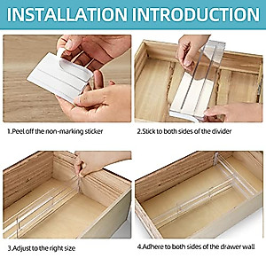 Rumia drawer divider-4 packs ,Expandable 10.5-20.5" Clear Plastic Drawer Organizers for Clothing,Kitchen Utensils，Dresser Storage