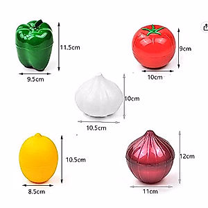5-Piece Set Fruit Container Refrigerator,Onion Storage, Vegetable Storage, Onion, Lemon, Green Pepper, Tomato, Garlic Storage Container, Refrigerator Preservation