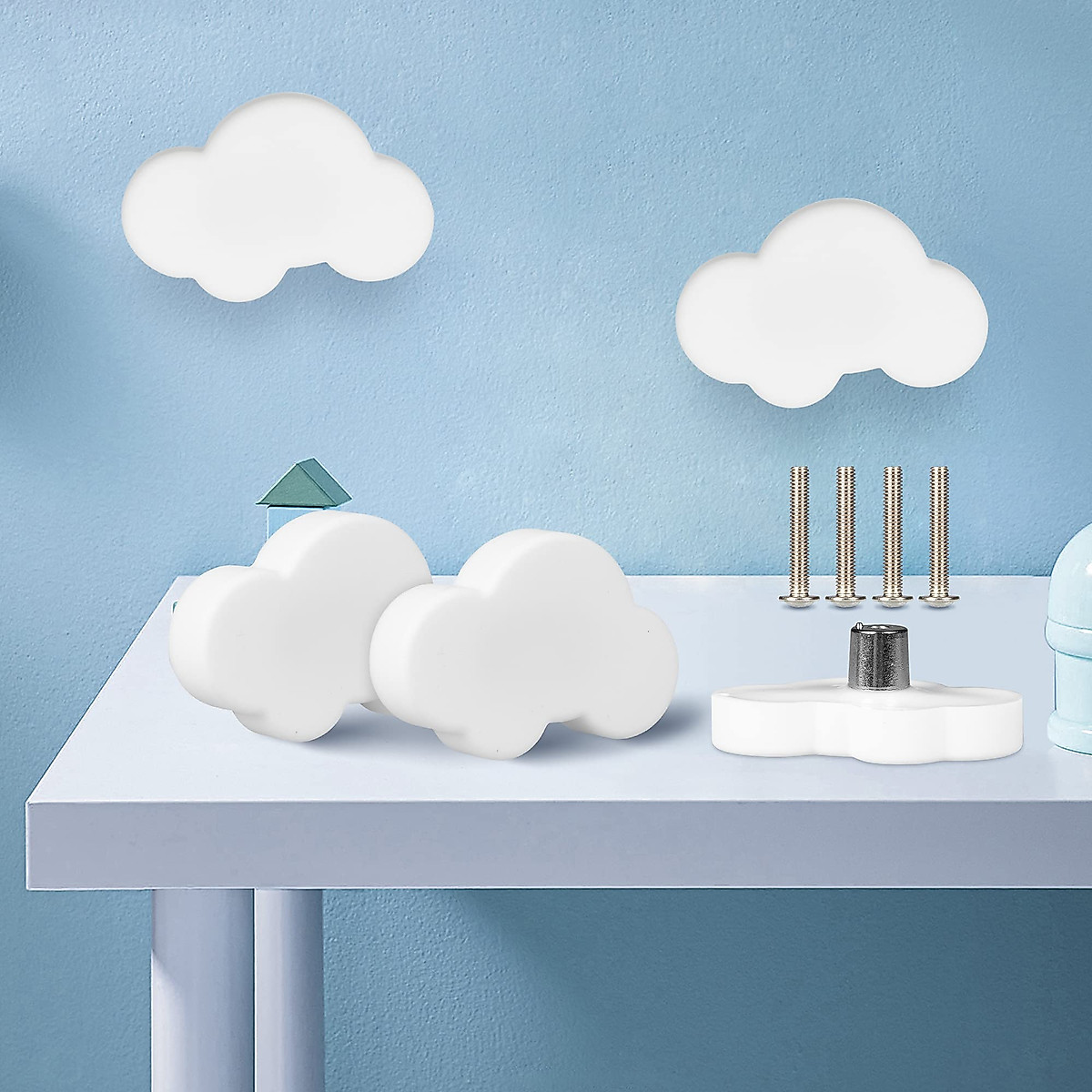 VIDELLY 8 Pieces Soft Rubber Knobs, Cartoon Cabinet Door Knobs Kids Dresser Knobs Handle for Children Room Drawer Closet, White