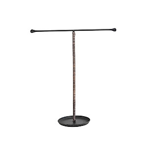 Creative Co-Op Modern Metal and Leather, Black Jewelry Stand