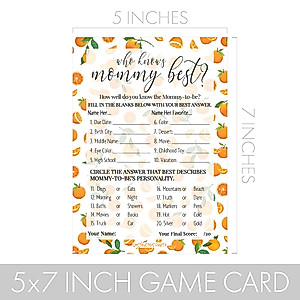 DISTINCTIVS Orange Little Cutie Baby Shower Game, Who Knows Mommy Best Game Cards - 20 Count
