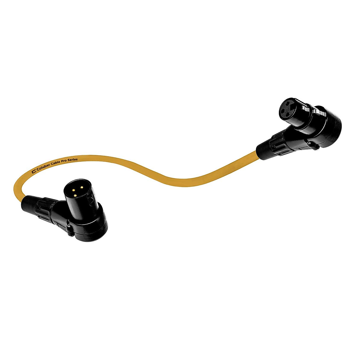 Balanced XLR Cable Right Angle Male to Right Angle Female - 1 Feet Yellow - Pro 3-Pin 90 Degree Microphone Connector for Audio Interface or Mixer for Live Performance & Recording