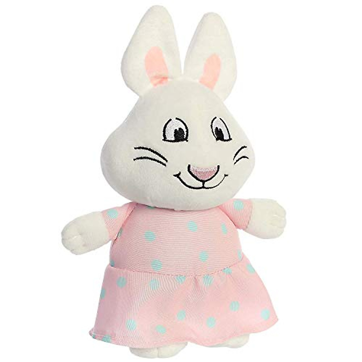 Aurora Bundles of 2 6.5 Inch Plush Animals: Max and Ruby Bunnies, White Black red Pink Blue
