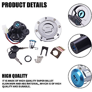CNCMOTOK Ignition Switch Gas Cap Cover Seat Lock Key Set for Yamaha YZF R1 R6 1992-2012