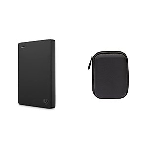 Seagate Portable 1TB External Hard Drive HDD USB 3.0 for PC Laptop and Mac (STGX1000400) & Amazon Basics External Hard Drive Portable Carrying Case