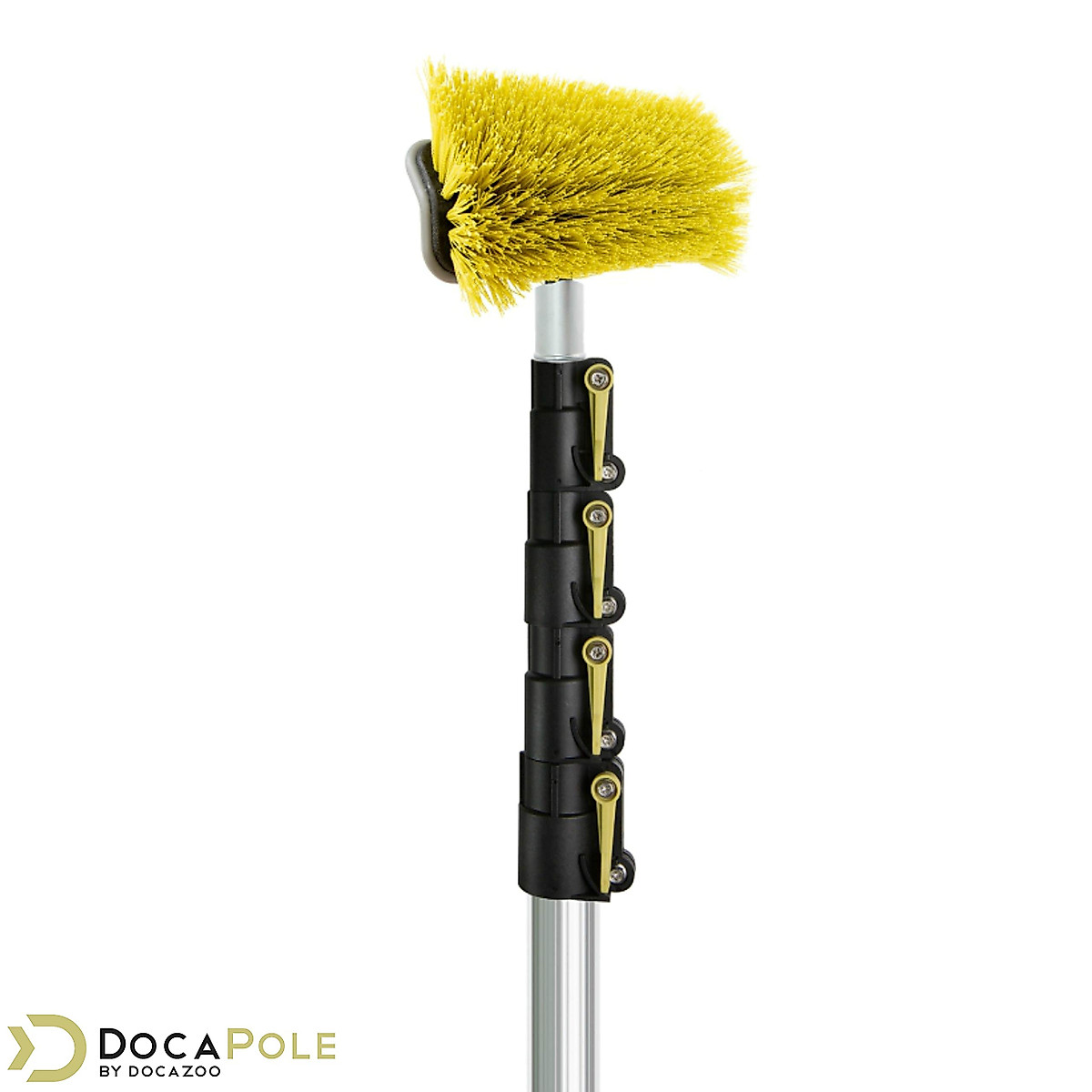 DOCA Floor Scrub Brush with Long Handle - 7-30 Ft Extension Pole (36+ Ft Reach) - Outdoor Broom - Car Wash Brush with Long Handle Also for House Siding, Deck, Patio & More
