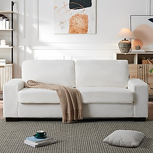 FiveWillowise Comfy Couch, 79-inch Love Seat Couches, Cream Couch, Deep Seat Sofa with Charging Ports and Solid Wood Legs, Cloud Couch Sofa, Small Couches for Living Room Apartment Office, White