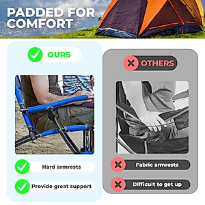 Rocking Chair, Camping Chair, Oversized Folding Rocking Camping Chair, Adults Heavy Duty Camping Chair, Outside Folding Rocking Chair for Patio, Lawn and Outdoors (Blue)