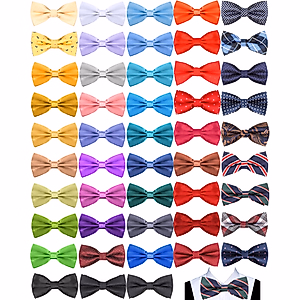 48 Pcs Bow Ties Bulk Elegant Pre Tied Bow Ties Formal Tuxedo Bowties Set with Adjustable Neck Band for Men Boys (Vivid Colors, Elegant Style)