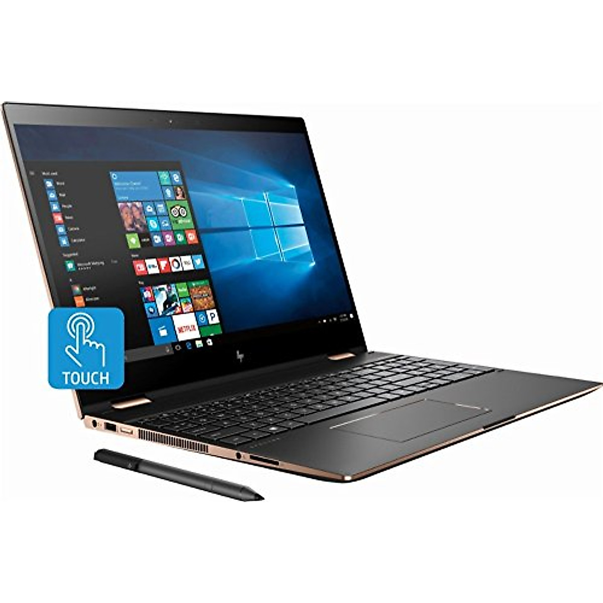 HP Spectre x360-15t Quad Core(8th Gen Intel i7-8550U, 16GB RAM, 512G PCIe NVMe SSD, 4K IPS micro-edge Corning Gorilla, Windows 10)Bang & Olufsen 15.6" 2-in-1 Convertible Dark Ash + HP Warranty