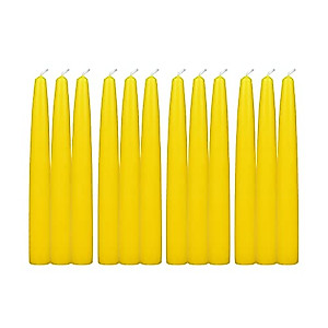 Zest Candle 12-Piece Taper Candles, 6-Inch, Yellow