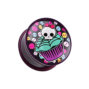 Covet Jewelry Skullicious Cupcake Single Flared Ear Gauge Plug (1/2" (12.5mm))