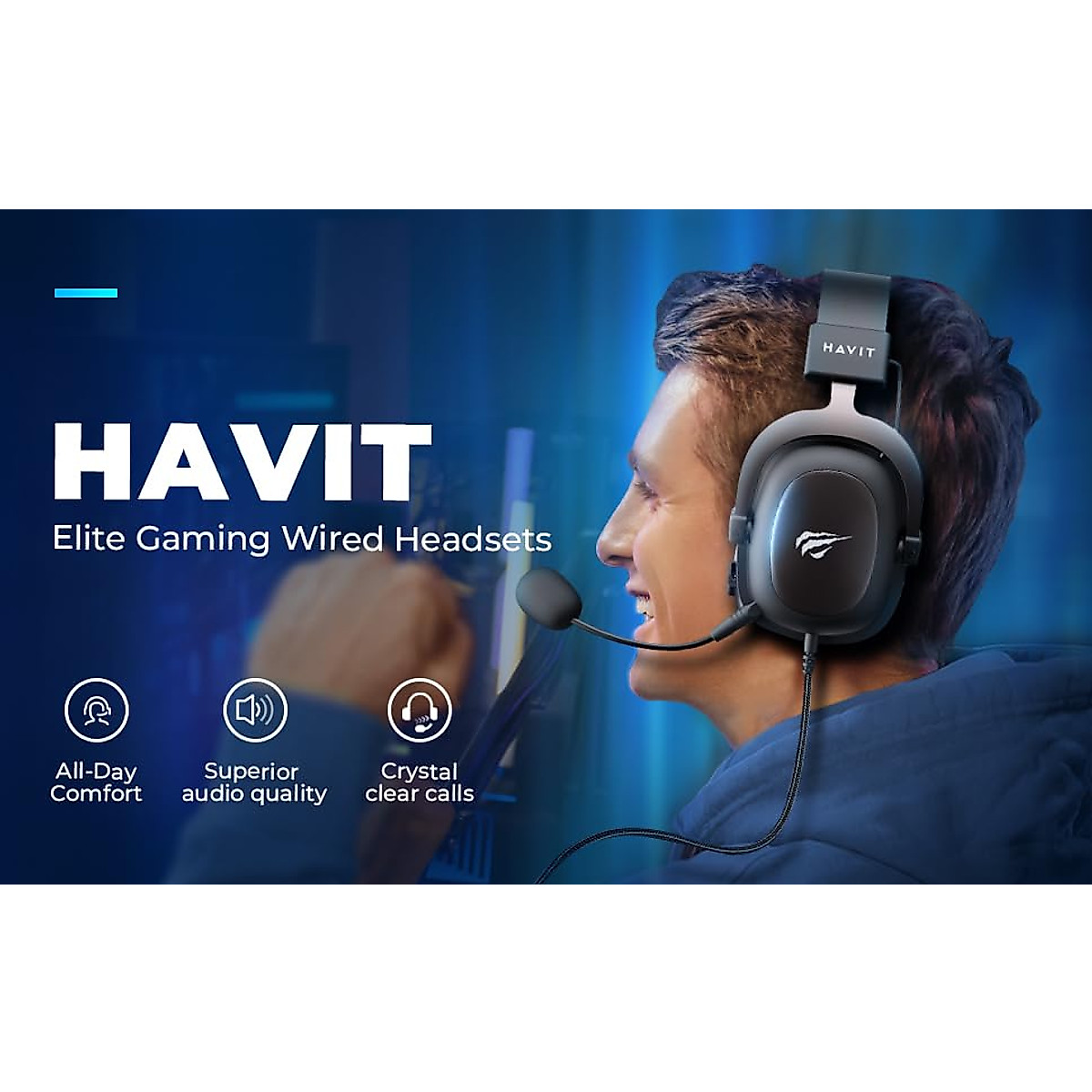 havit H2002d Gaming Headsets for PS4,PC, 50MM Drivers Surround Sound PS5 Headset with Mic Gaming Headphones with Mic Durable Aluminum Frame Valentines Gifts for Men