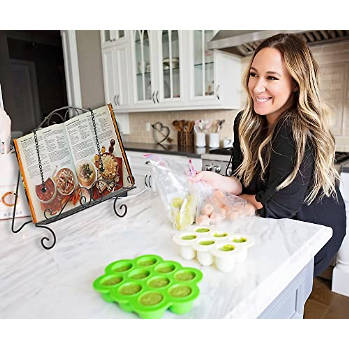 MOCOME Metal Cookbook Holder Recipe Book Stand for Kitchen, Vintage Scrollwork