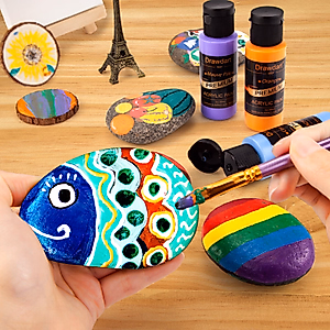 Drawdart 47 Pack Acrylic Paint Set, 36 Colors Art Painting Supplies for Canvas Wood Fabric Ceramic Crafts, Non Toxic & Rich Pigments for Artists & Hobby Painters, 2 fl oz / 60 ml Bottles