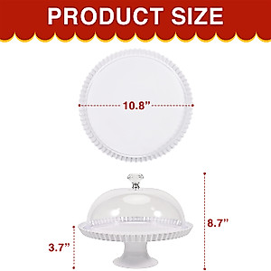 Blue Boat 11-inch Cake Stand with Lid Wedding Cake Display，Easy to Clean, Slightly Raised Edge