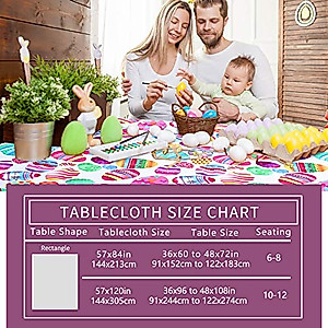 SoarDream Easter Tablecloth Rectangle 57x84 Inches Colorful Eggs Printed Table Linen Happy Funny Table Cover Spring Outdoor Party Table Decoration
