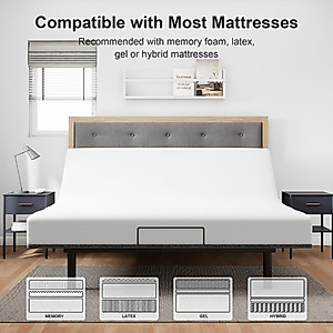GOLDORO Ergonomic King Size Adjustable Bed Base, Wireless Remote Control, Whisper Quiet Durable Motor, Independent Head and Foot Incline